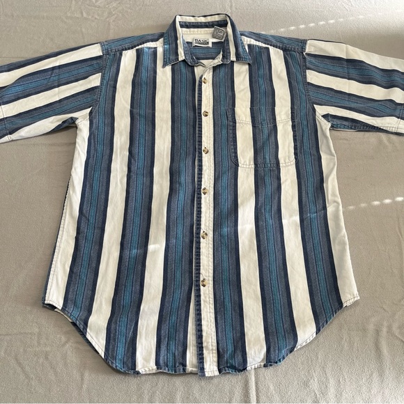 Basic Editions | Shirts | Basic Editions Vintage Chambray Wide Striped Shirt | Poshmark